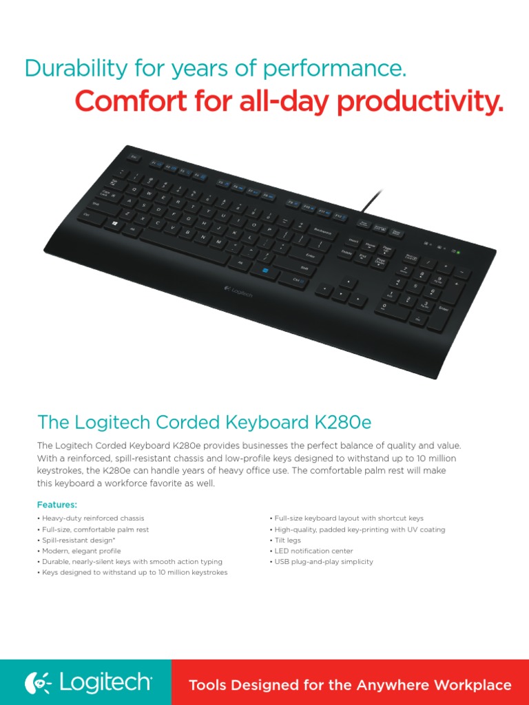 K280e Business Datasheet | PDF | Computer Keyboard | Computer Hardware