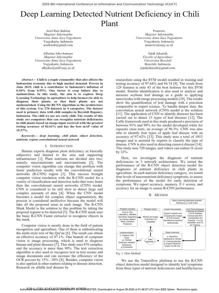Deep Learning Detected Nutrient Deficiency in Chili Plant | PDF | Deep ...