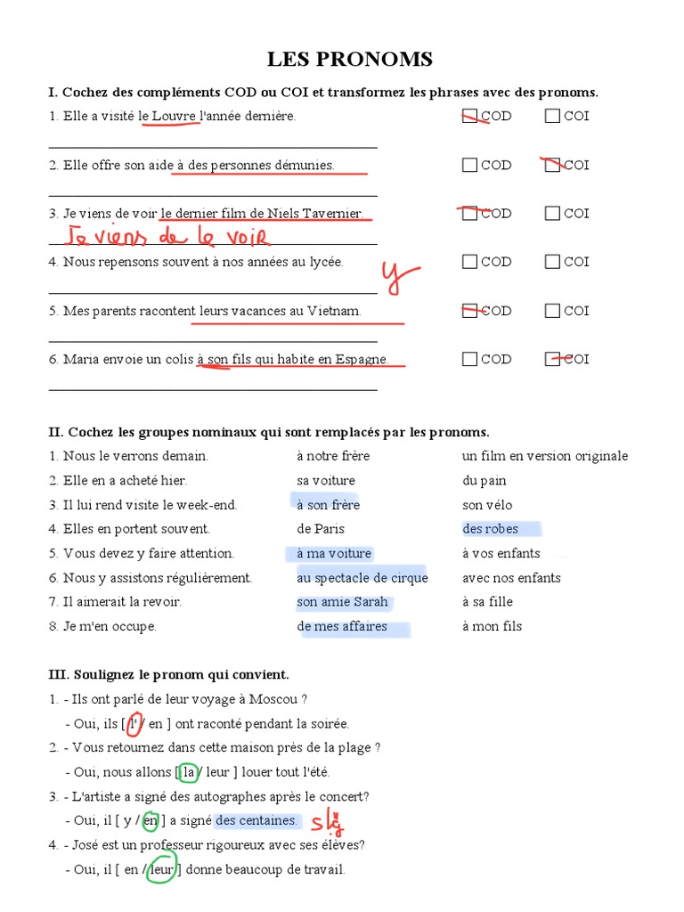 COD Et COI | PDF | Complément d'objet