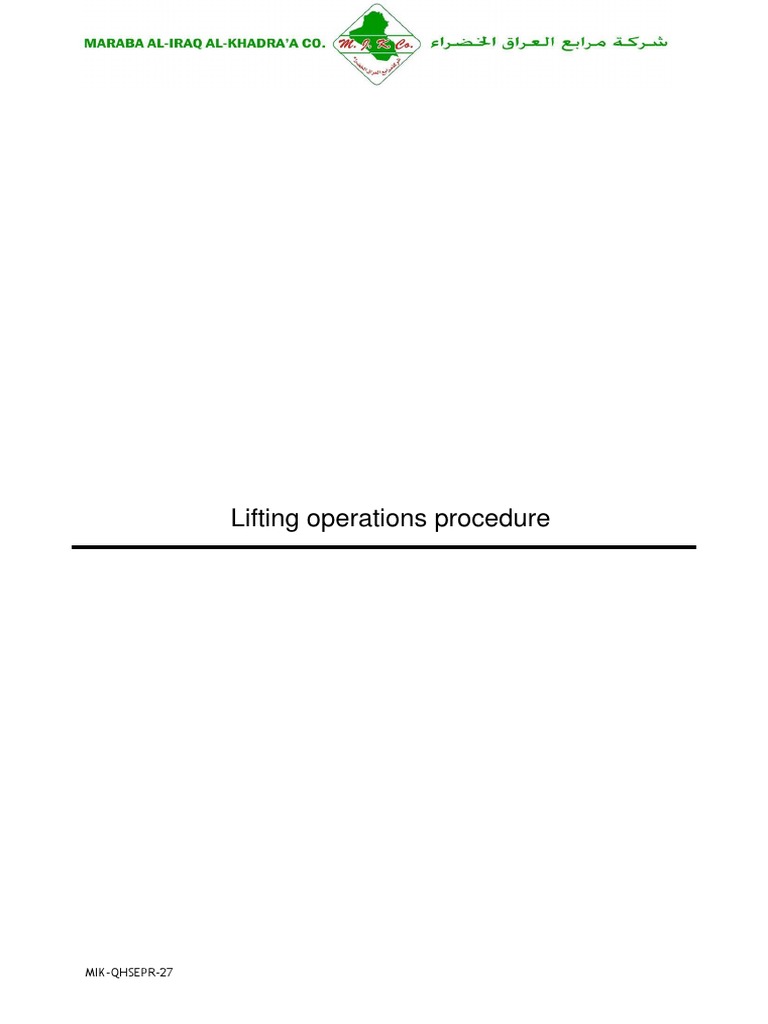 Lifting Operation Procedure | PDF | Crane (Machine) | Elevator