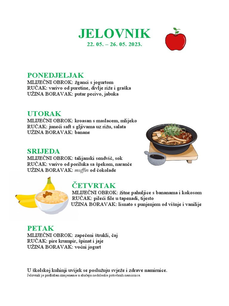 Jelovnik 22.-26.05.2023 | PDF