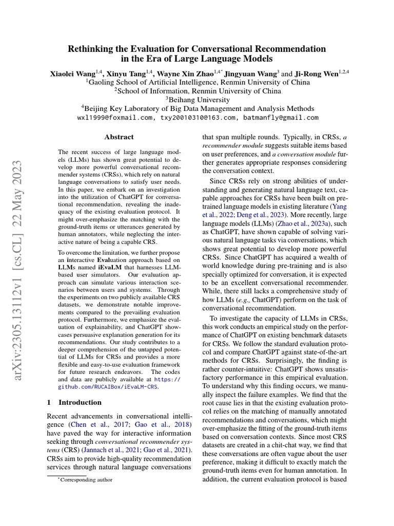 Rethinking The Evaluation For Conversational Recommendation in The Era of Large Language Models ...