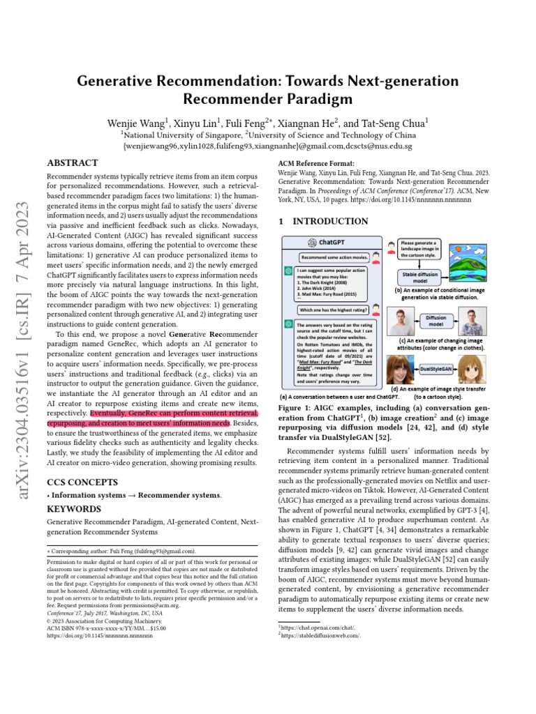 Generative Recommender Systems | PDF | Artificial Intelligence | Intelligence (AI) & Semantics