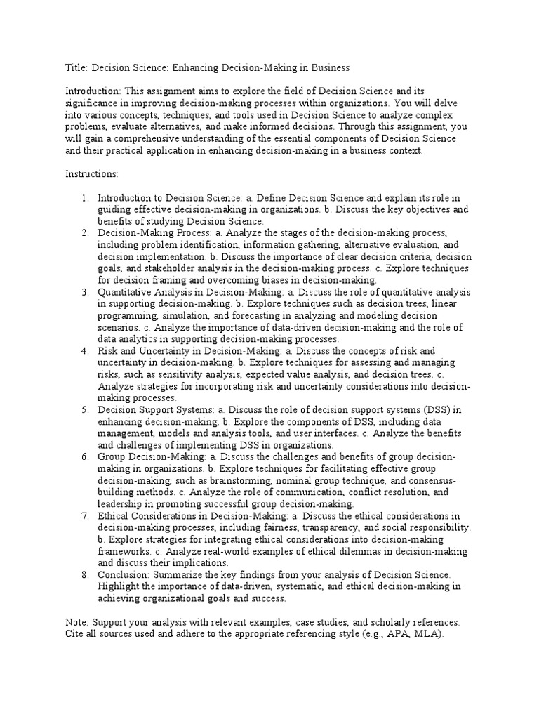 Decision Science | PDF | Decision Making | Risk