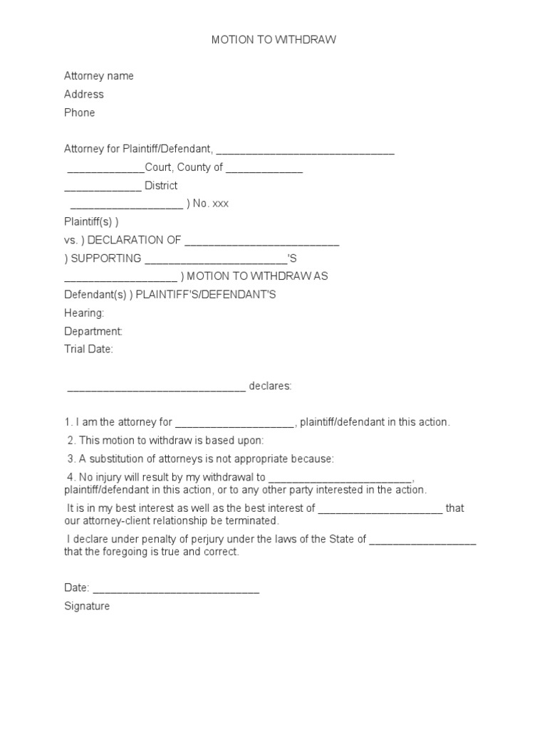 Motion to Withdraw | PDF