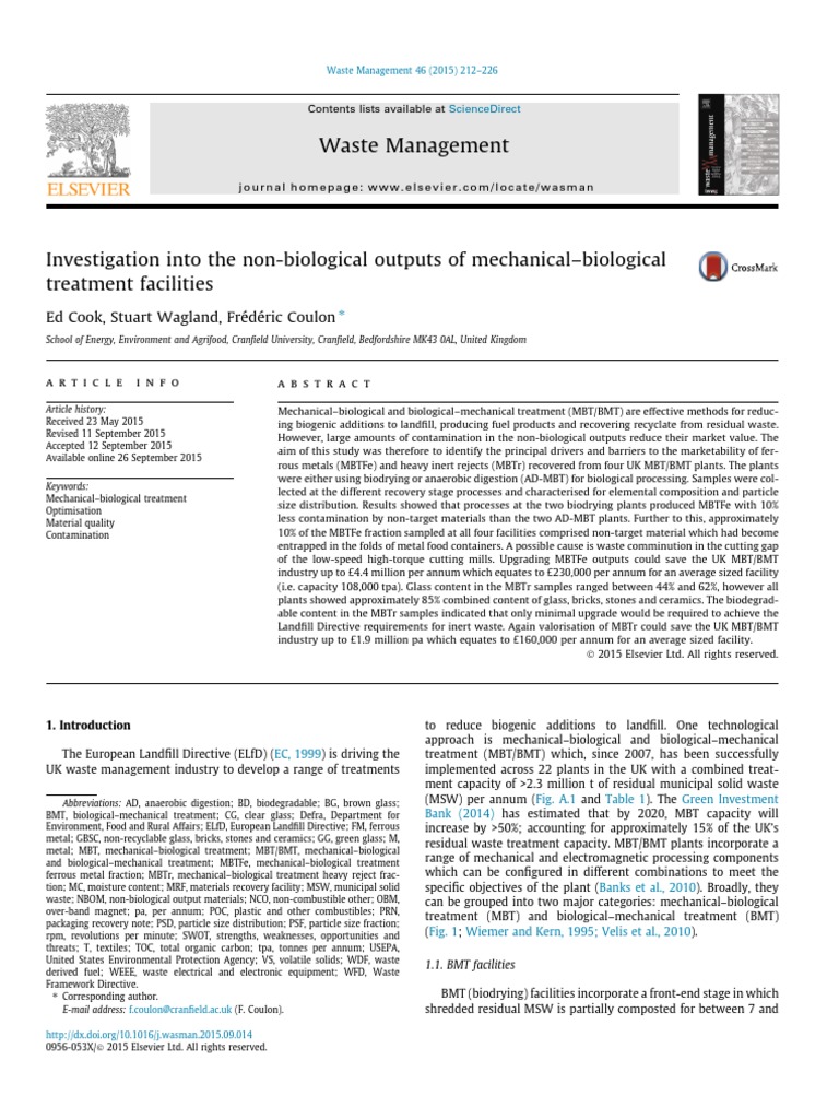 MBT Technique | PDF | Waste Management | Recycling