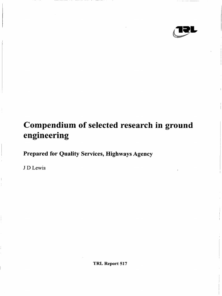TRL Comp of Research in Ground Engineering | PDF
