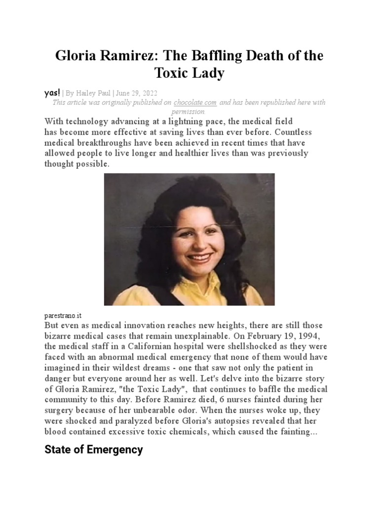 Gloria Ramirez - The Toxic Lady | PDF | Dimethyl Sulfoxide | Medicine