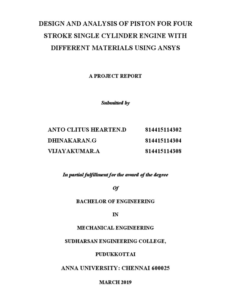 Project Report 3 | PDF | Piston | Structural Analysis