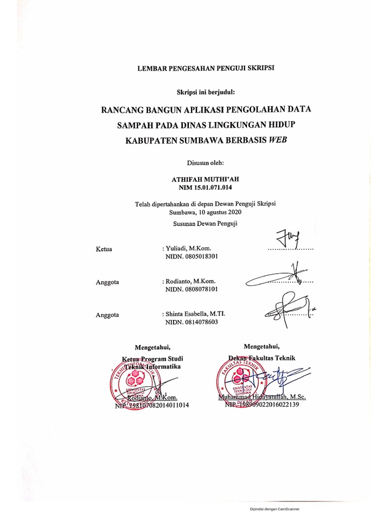Contoh Lembar Pengesahan Skripsi | PDF