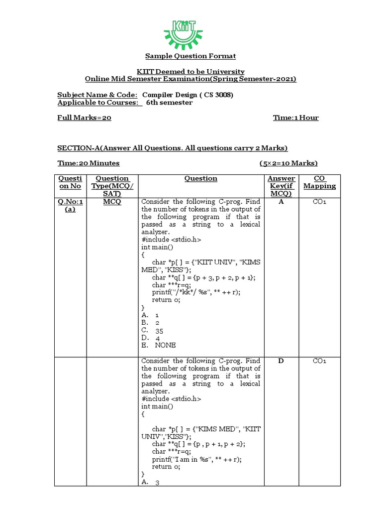 Ronali - Compiler - Design - Midsem - Solution | PDF | Parsing | Mathematical Logic