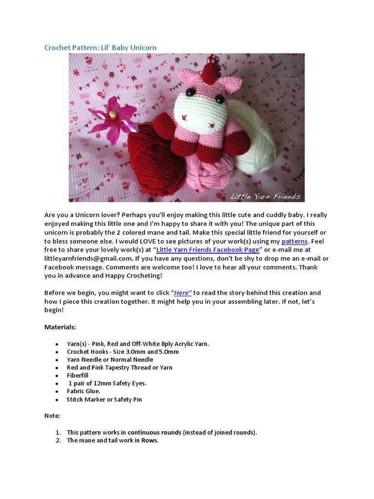 Eenhoorn Mini-Knuffel (EN) | PDF | Crochet | Handicrafts