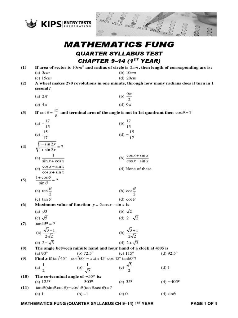 03 Quarter Syllabus CH 9-14 | PDF | Trigonometric Functions | Equations