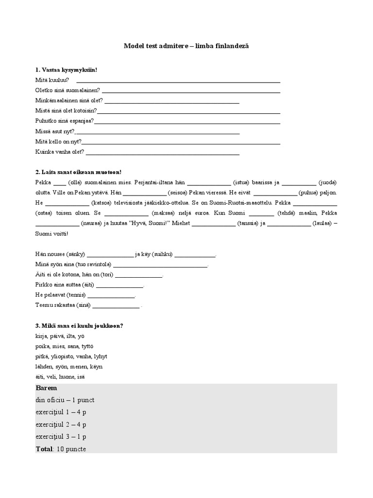 ADMITERE Finlandeza | PDF