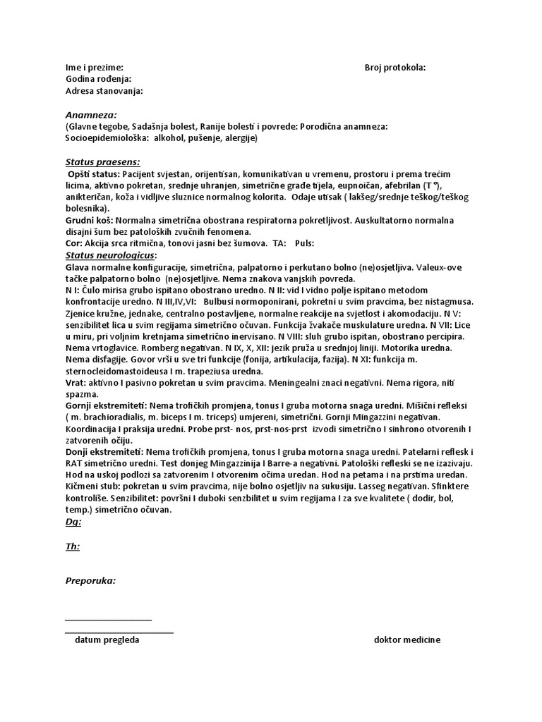 NEUROLOŠKI Urnek | PDF