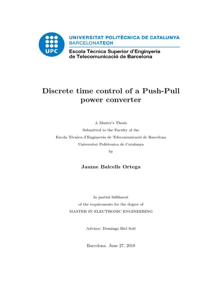 Discrete Time Control of A Push-Pull Power Converter - JBO - TFM | PDF | Control Theory | Power ...