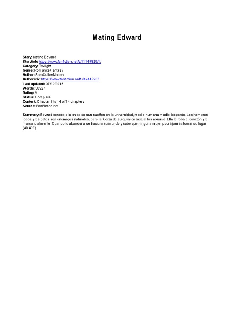 SaraCullenMasen-Mating-Edward | PDF | Pelo | Amor
