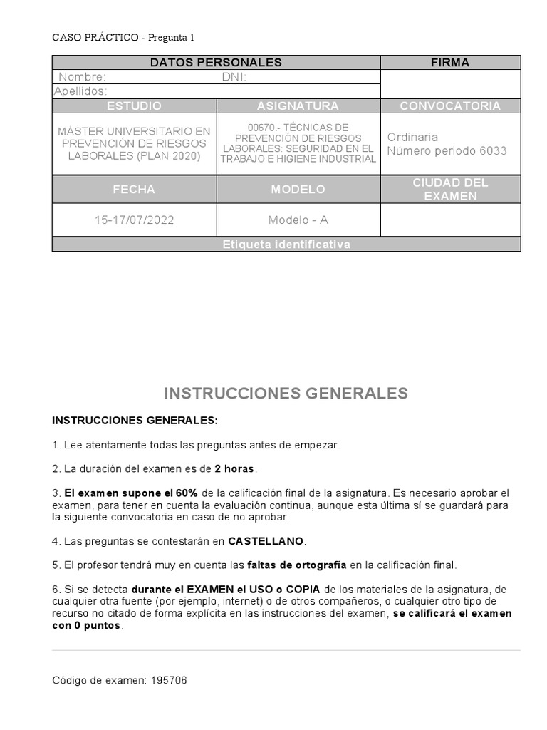 Examen SEG E HIGIENE 22-23 | PDF