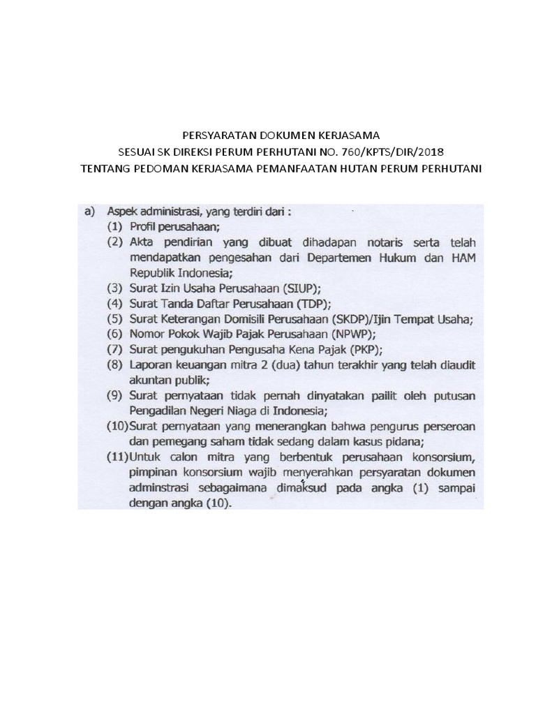 Persyaratan Dokumen Kerjasama 760 | PDF | Pengelolaan Keuangan & Uang | Teknologi & Rekayasa