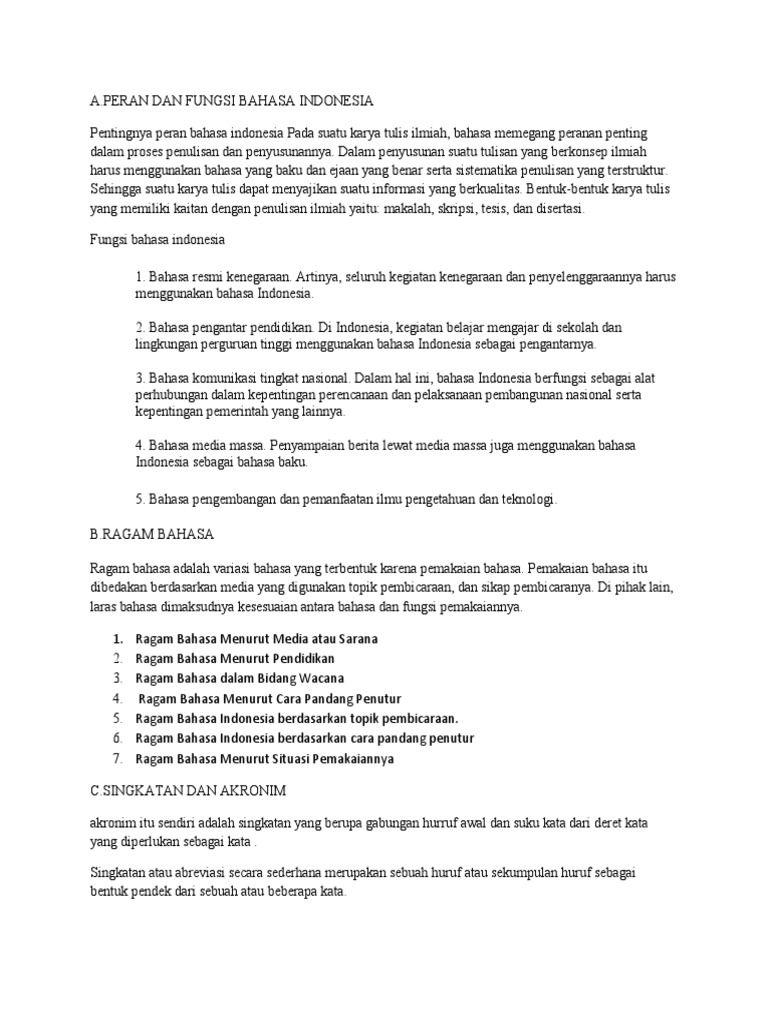 Rangkuman B. Indonesia | PDF | Karier & Perkembangan | Kajian Bahasa Asing