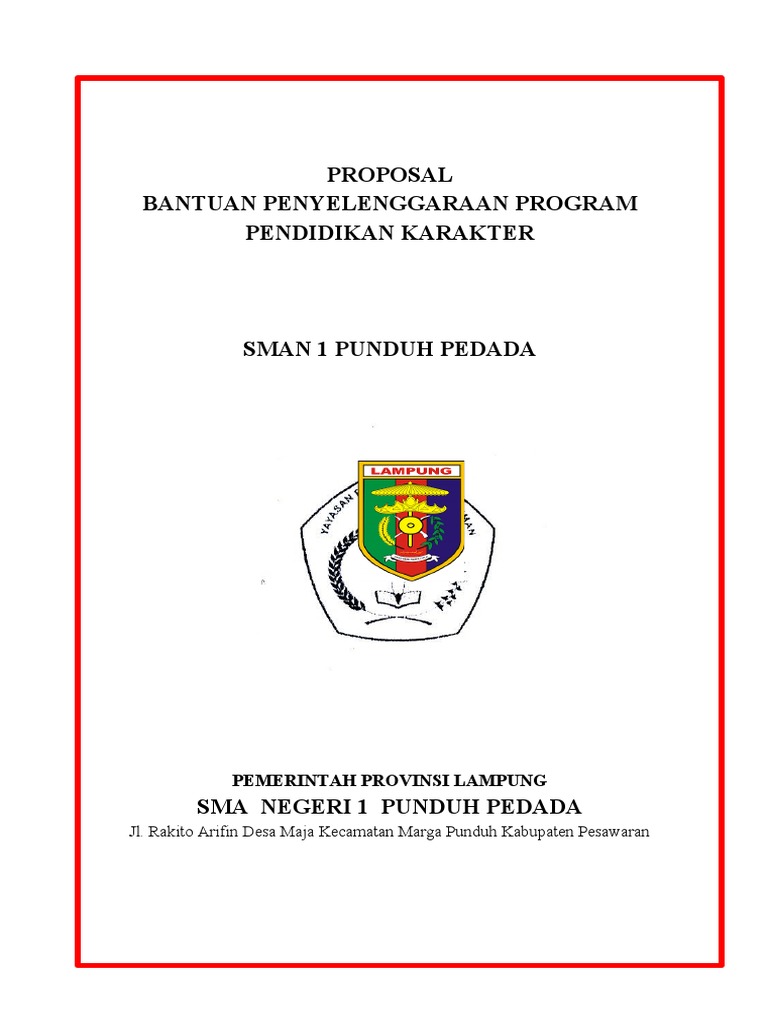 Proposal Program Pendidikan Karakter SMAN 1 | PDF