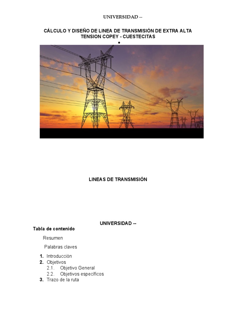 CALCULO_Y_DISENO_DE_LINEA_DE_TRANSMISION | PDF | Transmisión de energía eléctrica | Línea de ...