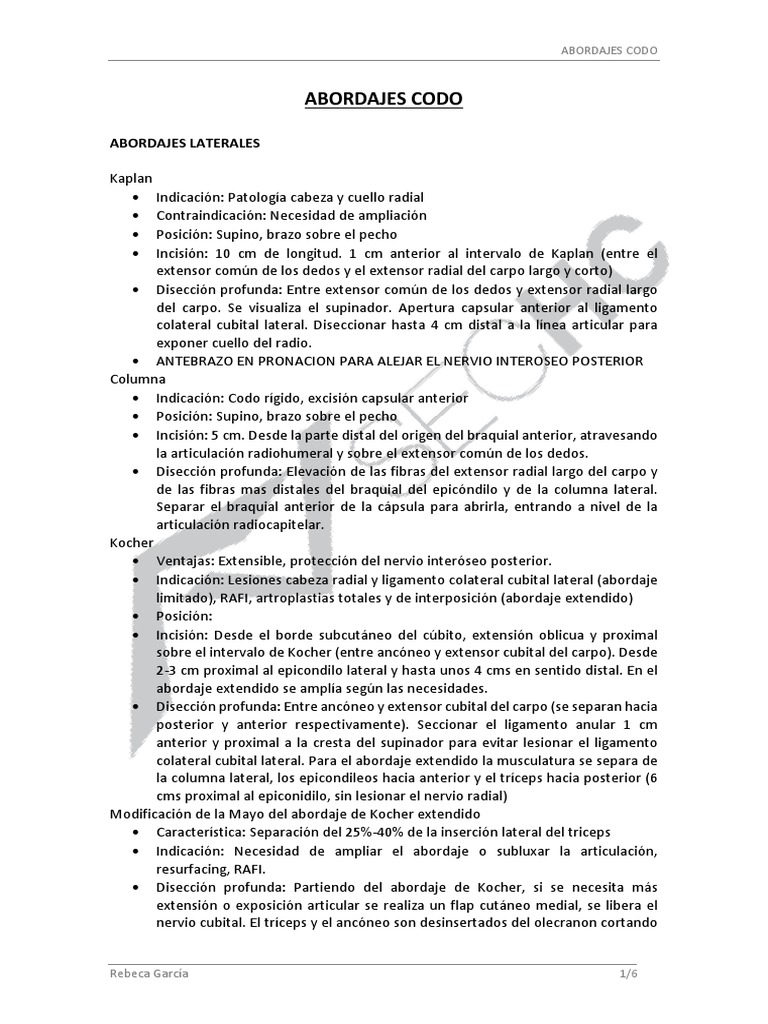 Abordajes Codo | PDF | Codo | Sistema musculoesquelético