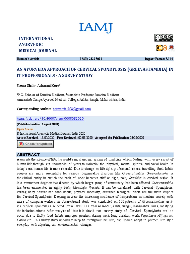 International Ayurvedic Medical Journal: Seema Shah, Asharani Kore ...