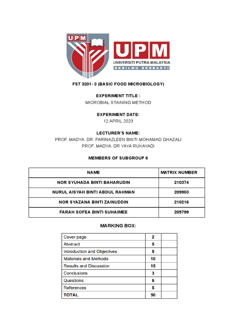 G6 Lab 4 Basic Food Microbiology | PDF | Staining | Gram Positive Bacteria
