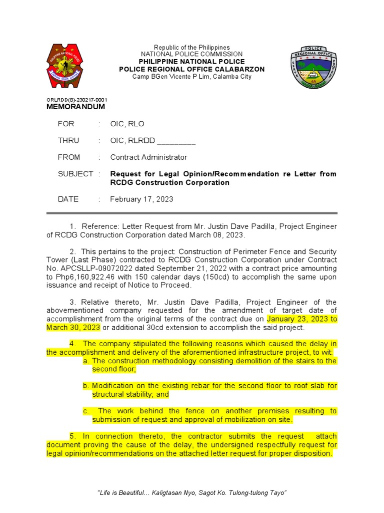 Memorandum: Philippine National Police Police Regional Office ...