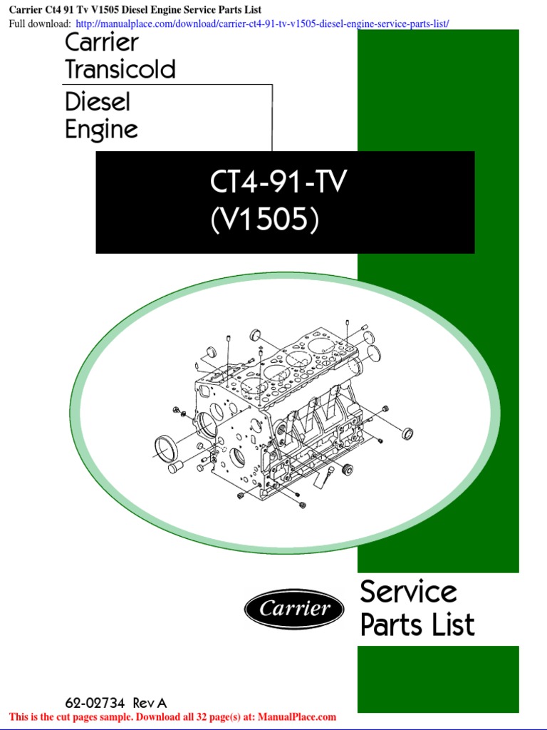 Carrier Ct4 91 TV v1505 Diesel Engine Service Parts List | Download ...