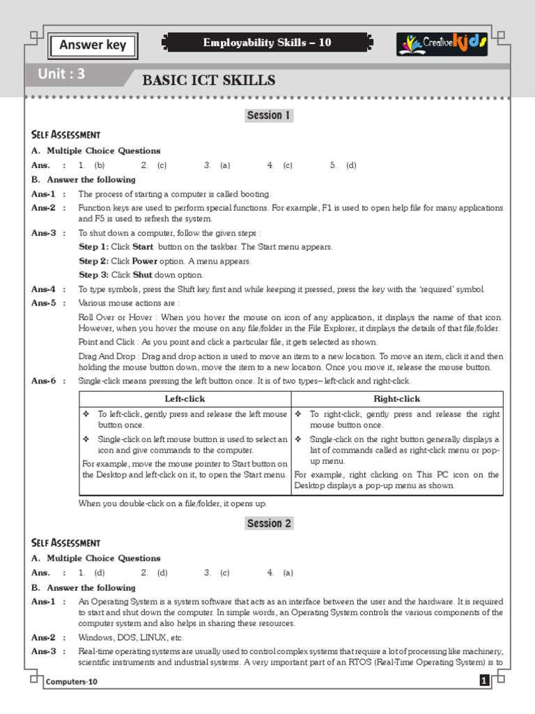 Class 10 ICT Skills Q&A Guide | PDF | Operating System | Computer Virus