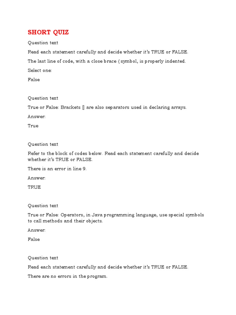 Computer Programming Quiz 3 Pdf Java Programming Language Computer Programming 6224