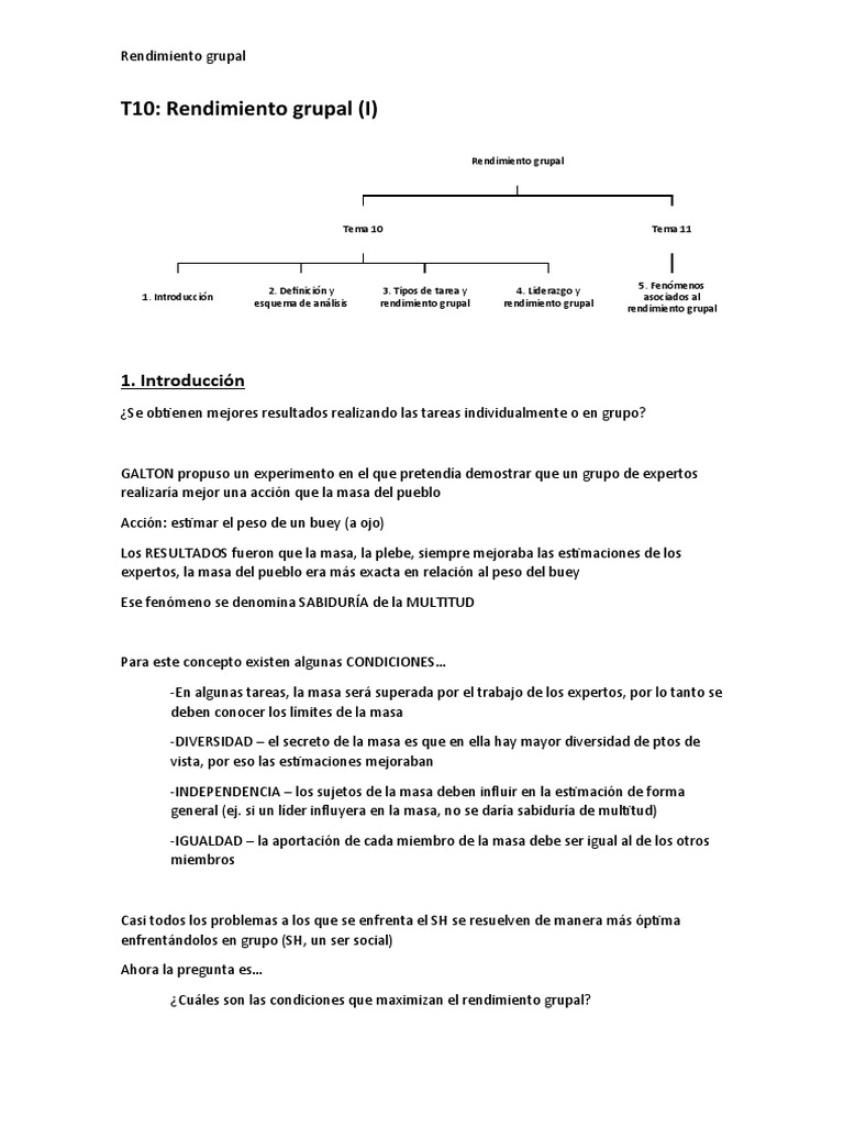 T10-11 Rendimiento Grupal | PDF | Liderazgo | Autoeficacia