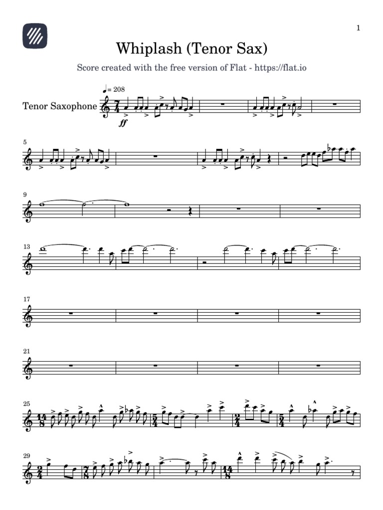 Whiplash (Tenor Sax) | PDF