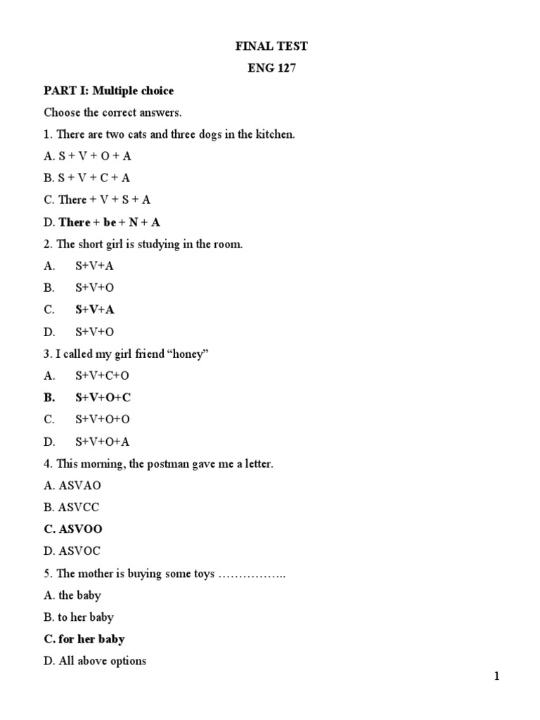 Key Final Test Eng127 2020S 1 | PDF | Language Arts & Discipline