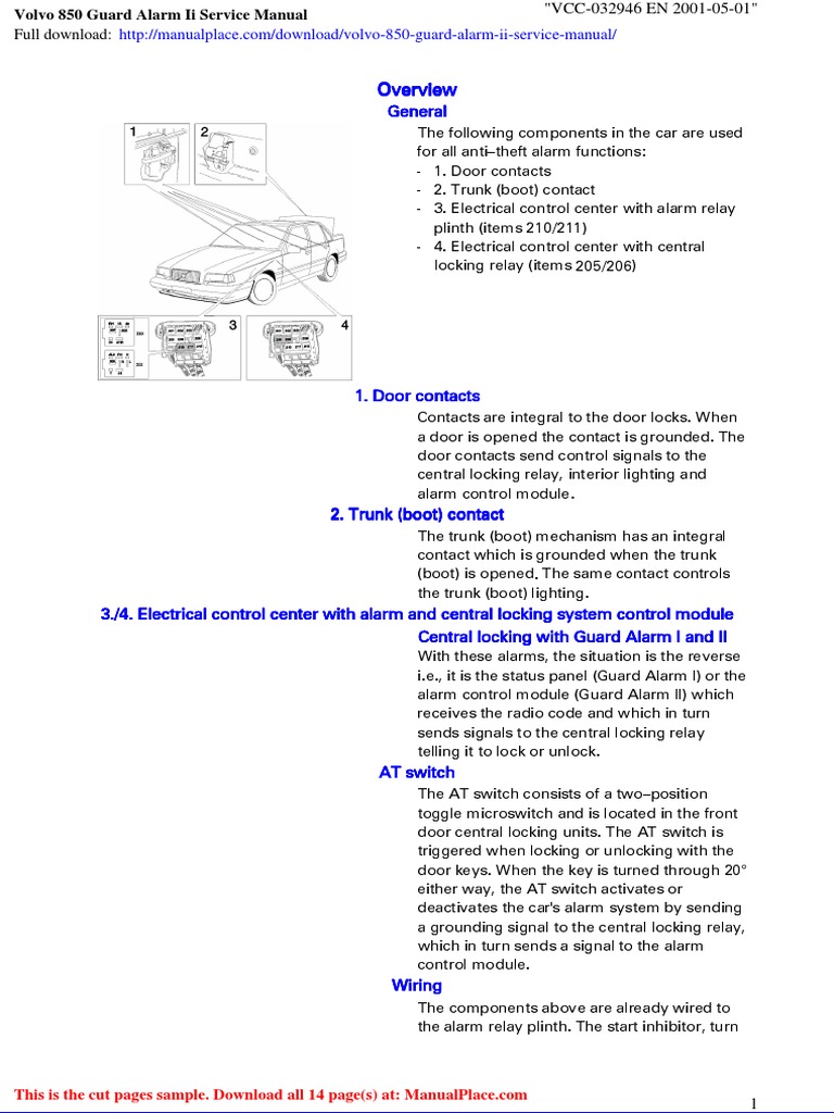 Volvo 850 Guard Alarm II Manual | PDF