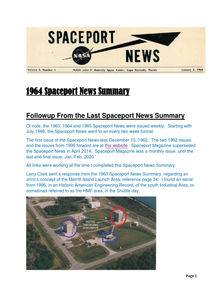 1964-Spaceport-News-Summary-Final | PDF | Kennedy Space Center ...