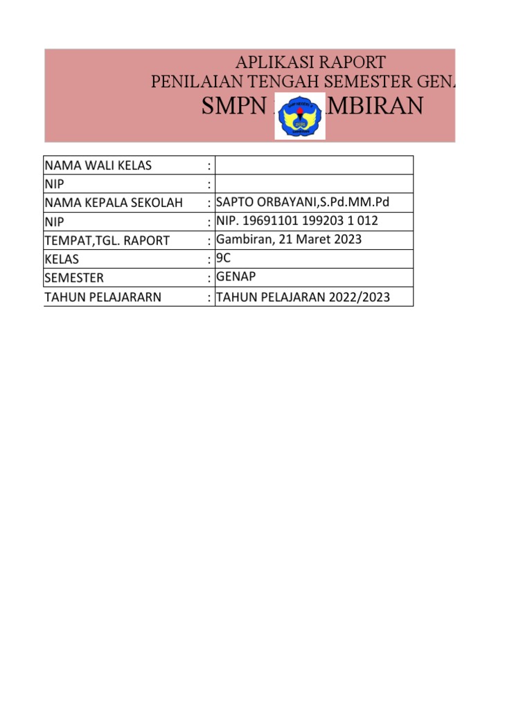 Raport Pts Genap Kelas 8 & 9 | PDF