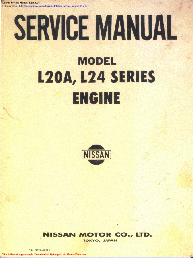 Datsun L20A L24 Service Manual | PDF | Home & Garden | Technology ...