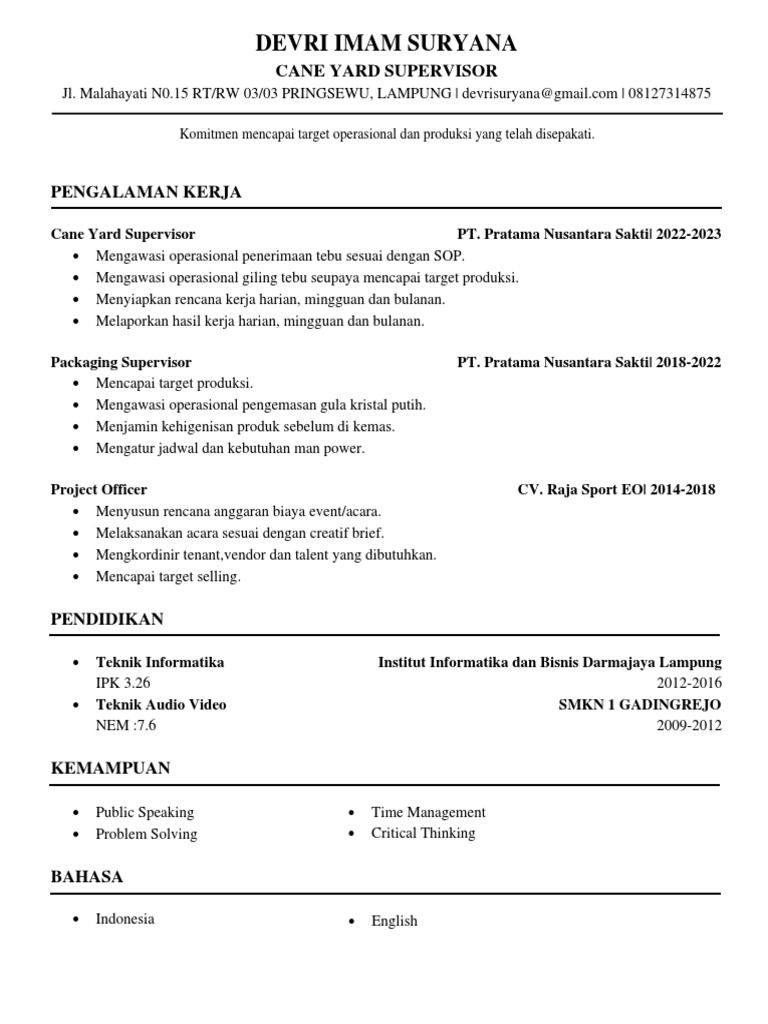 CV Devri | PDF | Seni