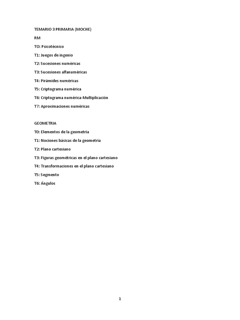 Temario 3 Primaria | PDF | Geometría | Ángulo