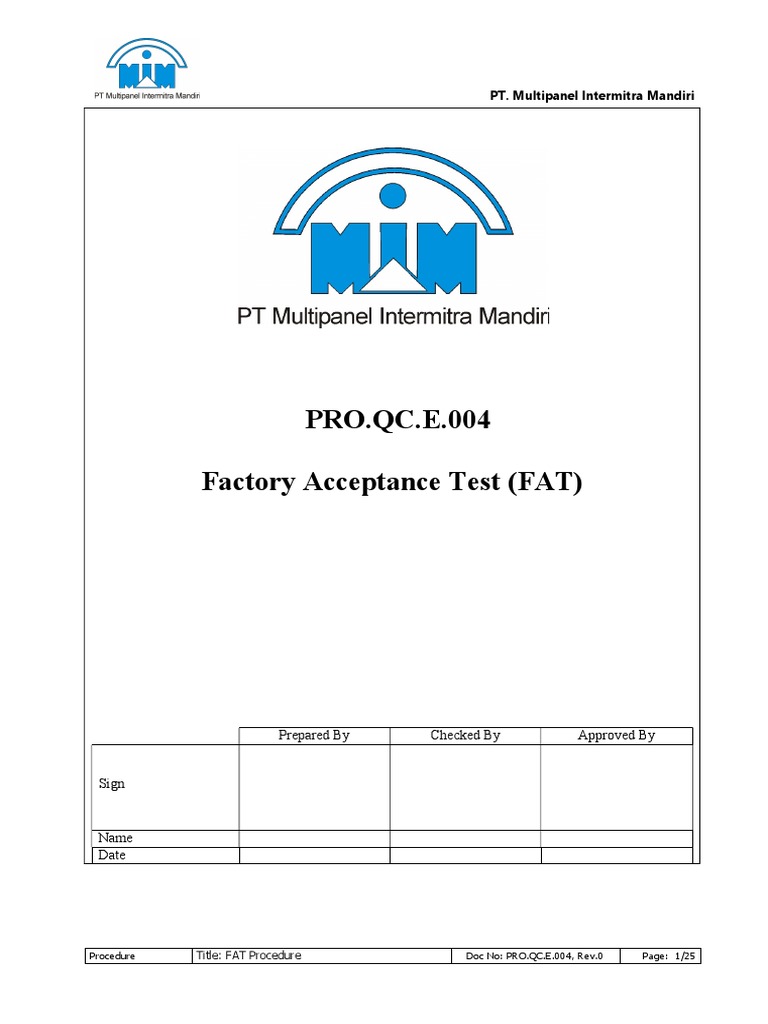 Prosedure FAT | PDF