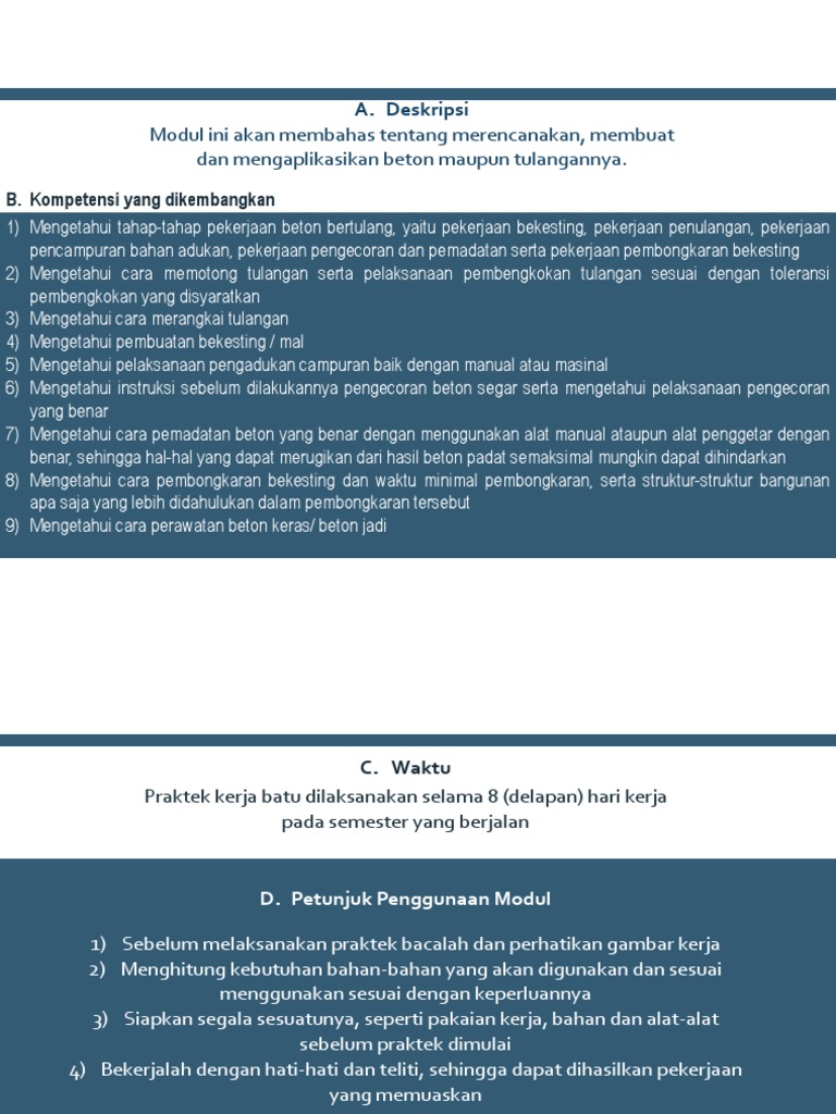 Modul Praktek Kerja Beton 1 | PDF | Teknologi & Rekayasa
