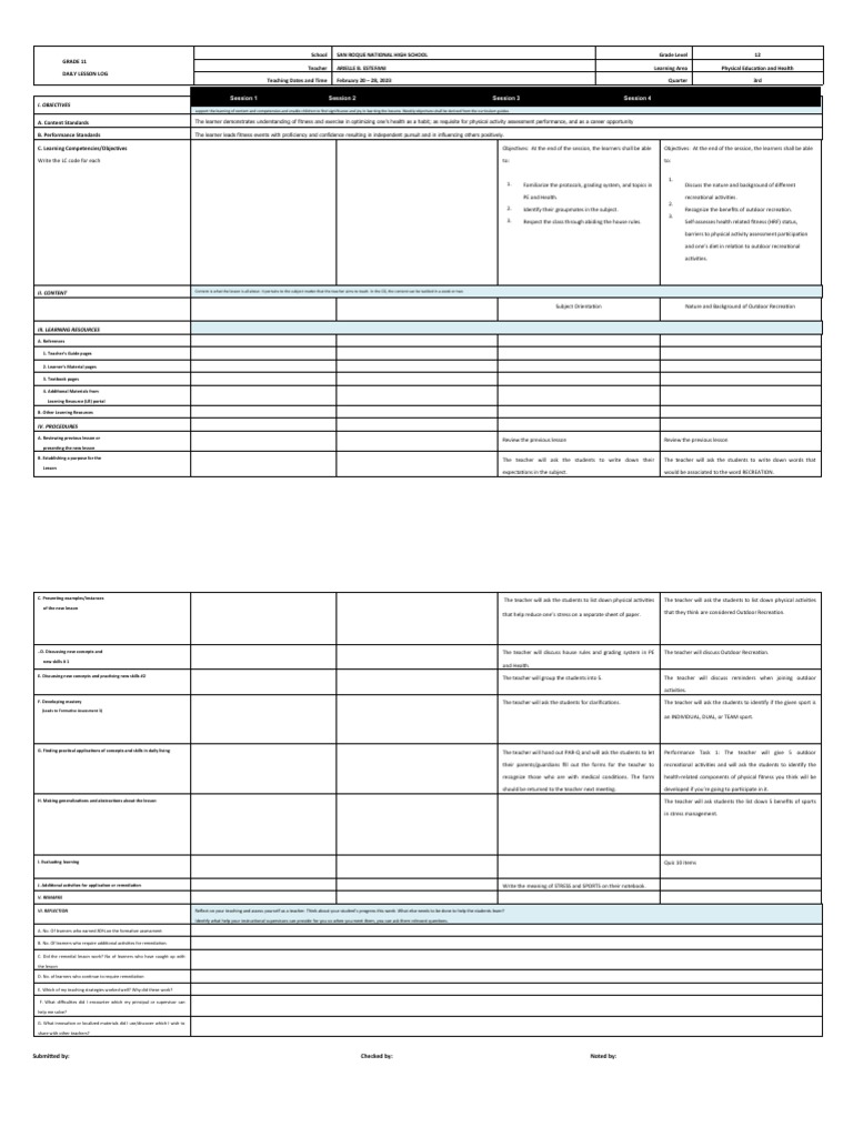 PE12 Week1 4 | PDF | Teachers | Learning