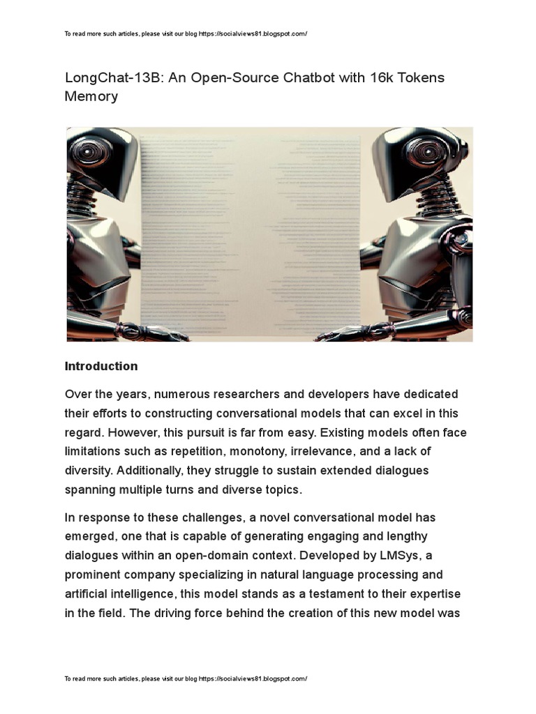 LongChat-13B: An Open-Source Chatbot With 16k Tokens Memory | PDF | Communication | Information ...