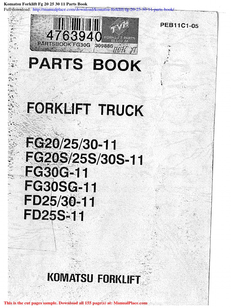 Komatsu Forklift FG 20-25-30 11 Parts Book | PDF