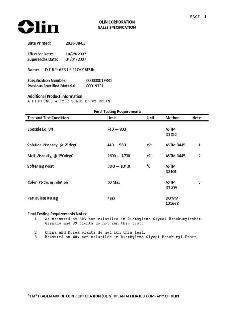 TDS - DER 663UE (Maha) | PDF | Epoxy | Packaging And Labeling