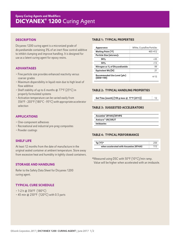 TDS - Dicyanex 1200 (Evonik) | PDF | Epoxy | Chemical Substances
