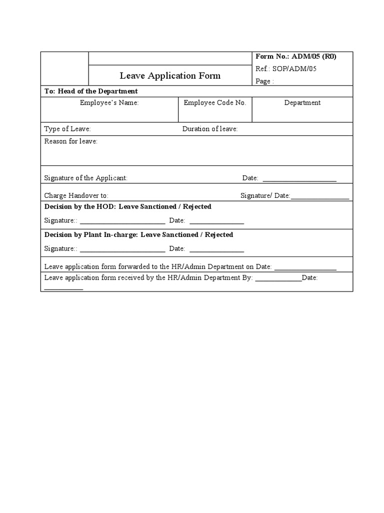 Leave Application Form | PDF